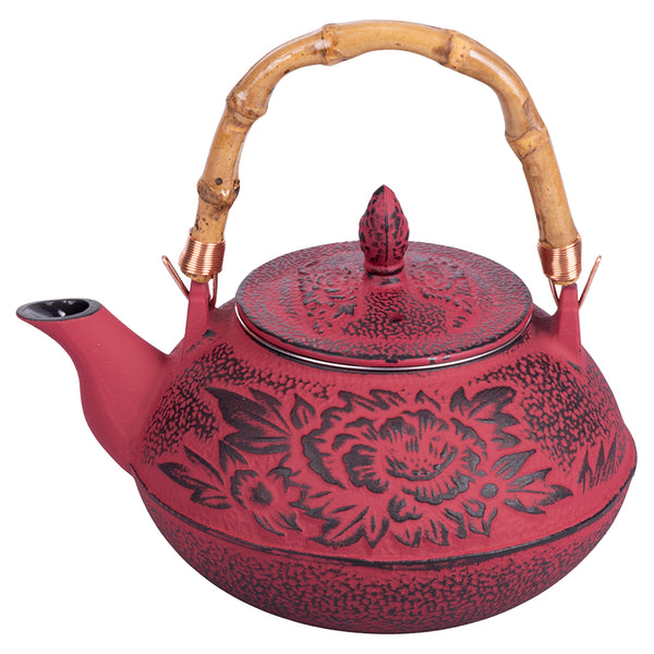RED CAST IRON TEAPOT BAMBOO HANDLE 800ML – Shop Villa d' Este Home Tivoli
